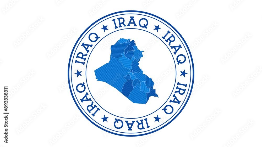 Republic of Iraq intro. Badge with the circular name and map of the ...