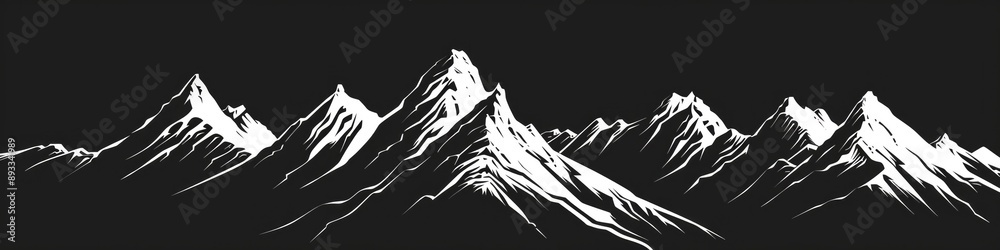 ภาพประกอบสต็อก Cartoon Mountains. Illustration of Black and White ...
