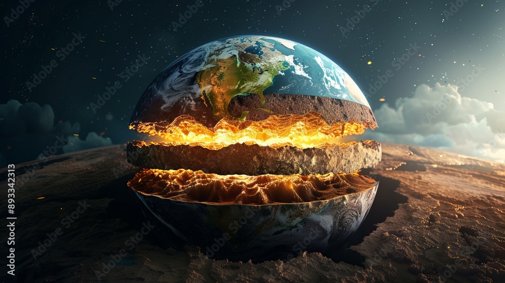 Section of the Earth: layer-by-layer illustration, soil structure ...