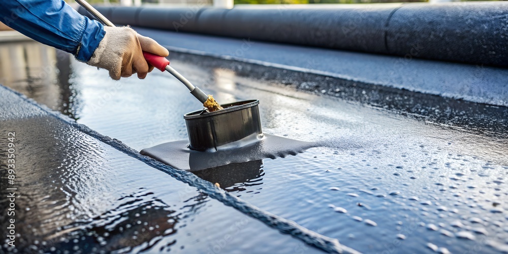 waterproofing with sealant liquid roof rubber Generative By AI Stock ...