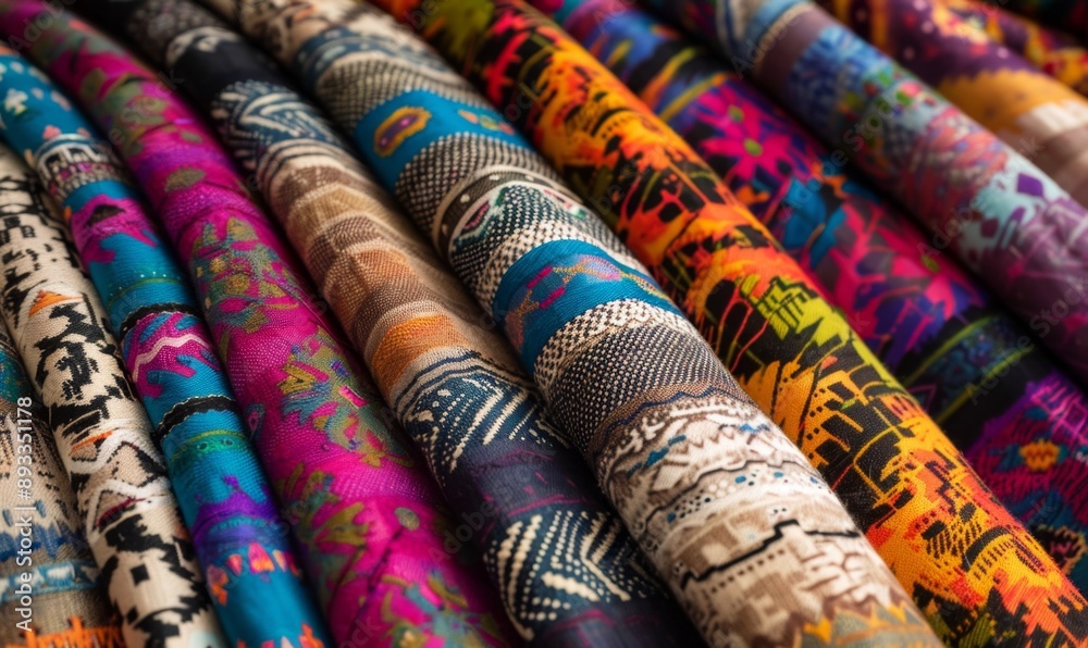 Vibrant Floral Ikat Design: Digital Textile Fusion of Cultural Patterns ...