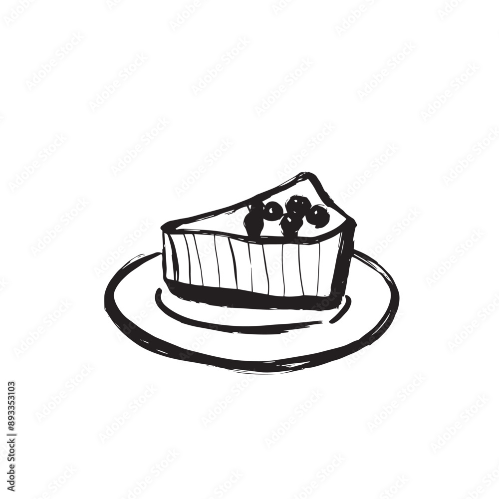 Hand drawn line art minimalist café illustration. Abstract rough coffee ...