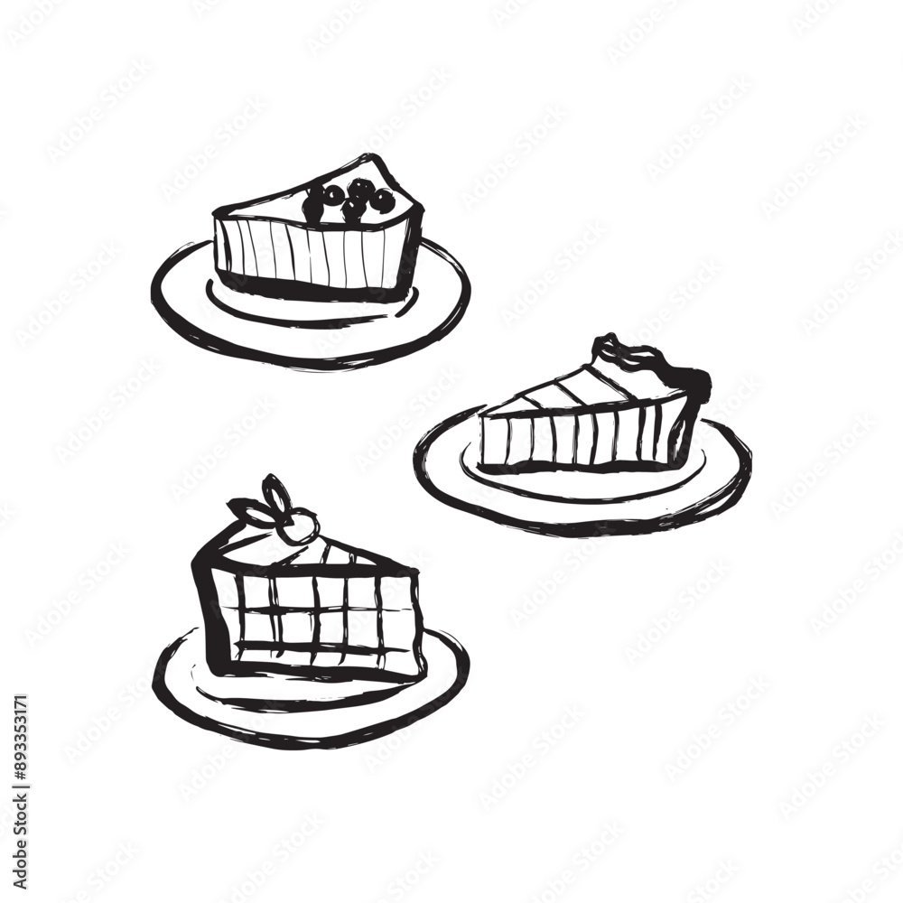 Hand drawn line art minimalist café illustration. Abstract rough coffee ...