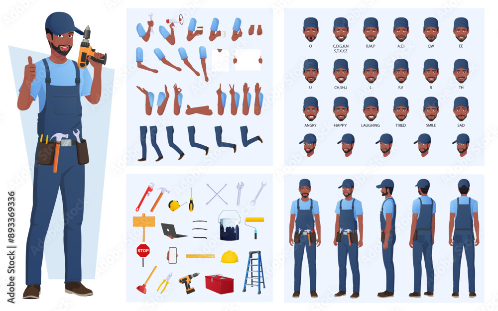 Black Maintenance Engineer Character Creation and Animation Pack ...