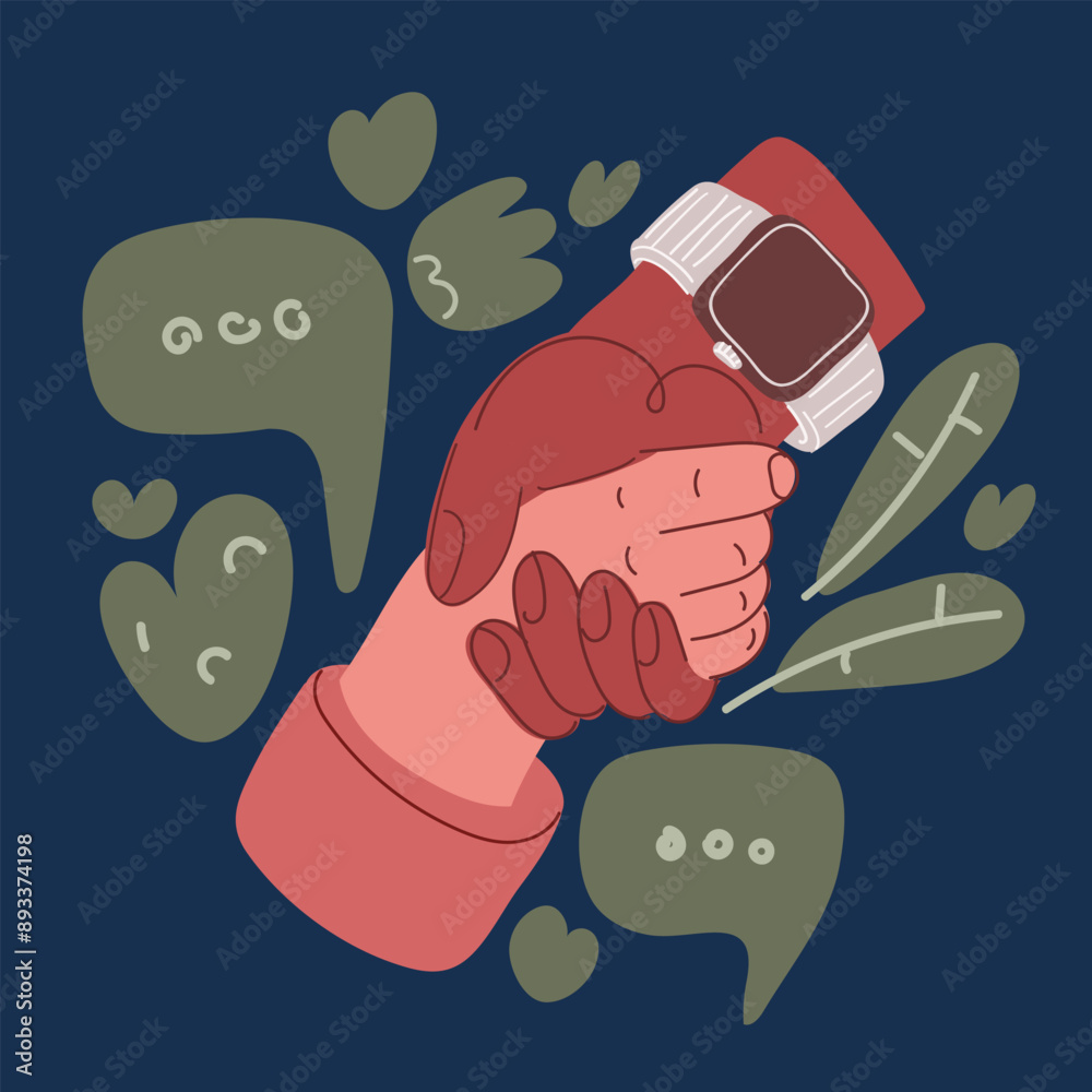 Cartoon vector illustration of Helping hand concept. Gesture, sign of ...