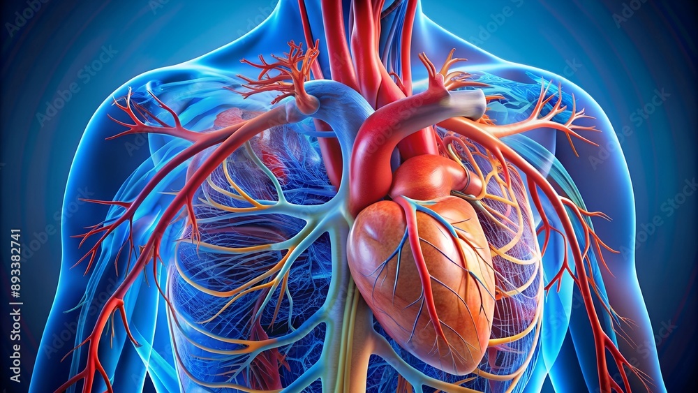 The image features a detailed and anatomically accurate 3D illustration ...