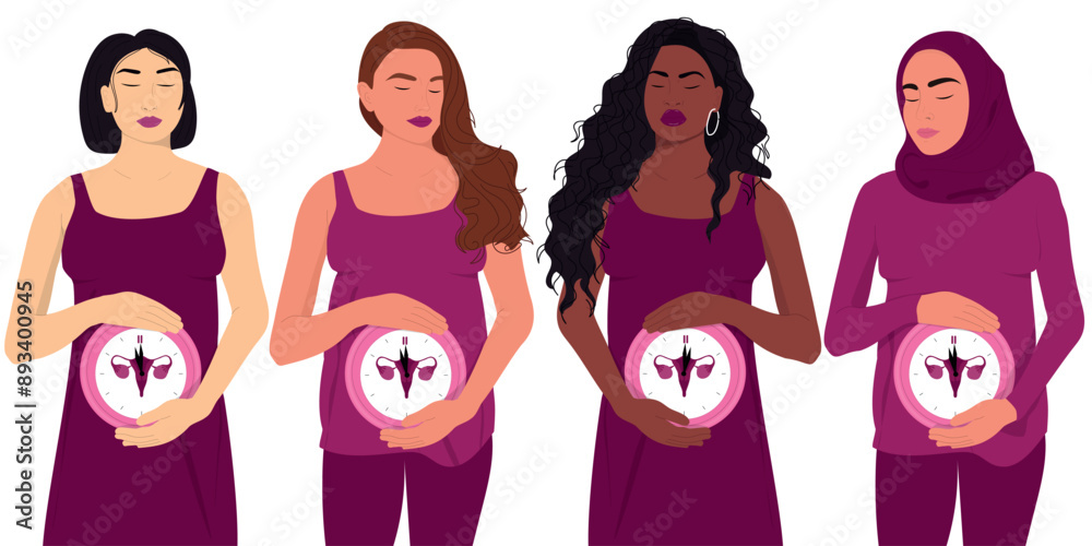 World Menopause Day banner. Multi-ethnic women community holding ...