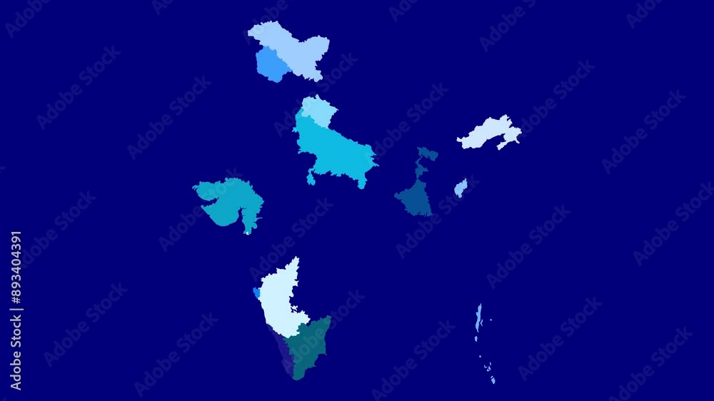 Animated Map of India with States and Territories Stock Video | Adobe Stock