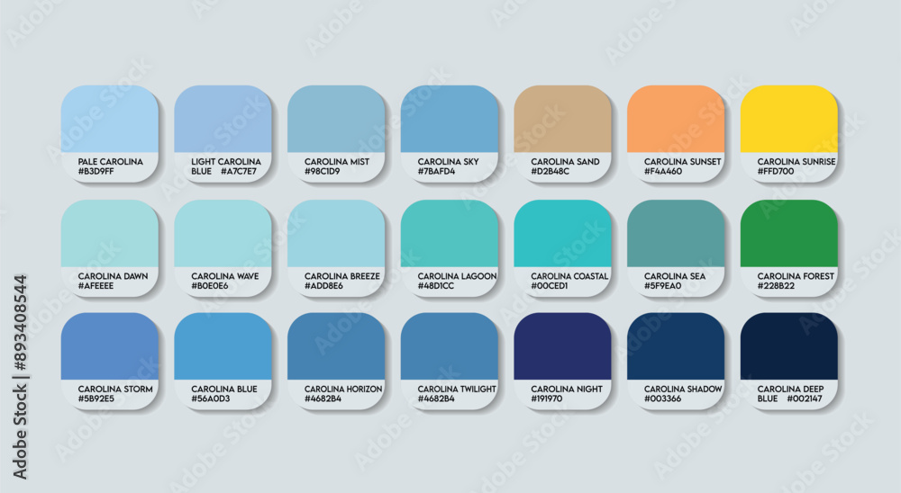 Vetor de Carolina Color Palette, Carolina Color Guide Palette with ...