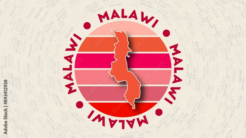 Malawi logo intro. Badge with the circular name and map of country ...