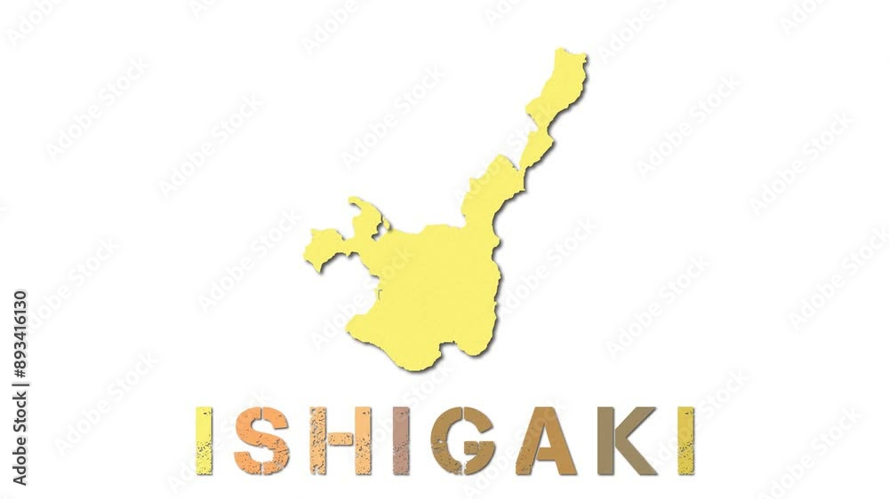 Ishigaki map with paper regions. Animated island map growing from ...