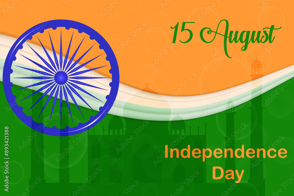 15 of August India Independence Day. Abstract Indian flag background ...