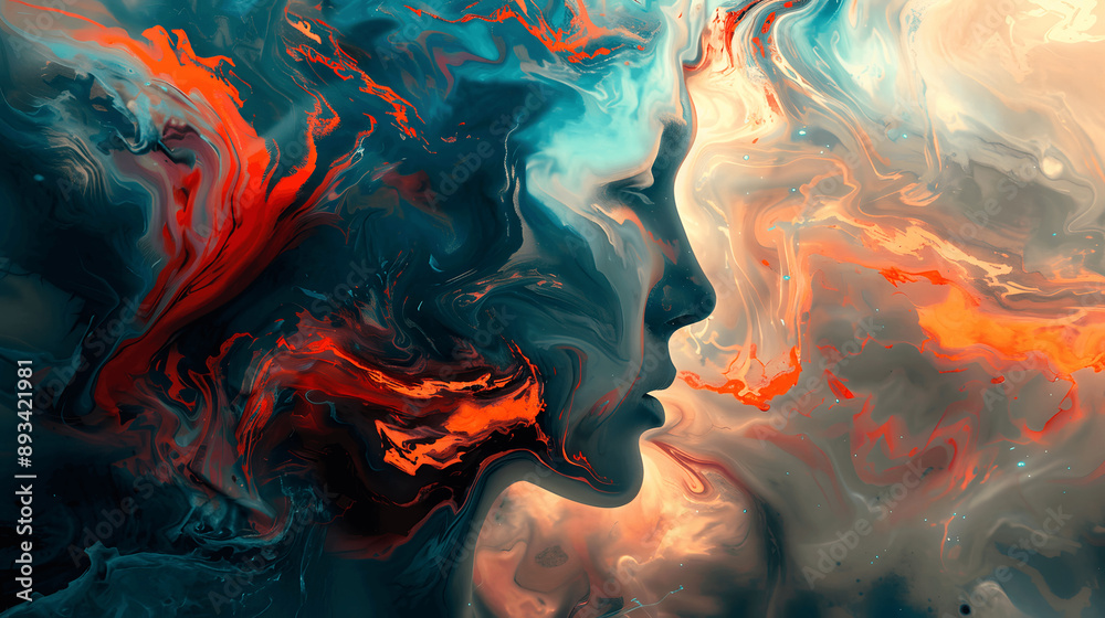 Abstracts of human portraits showing different human emotions and ...