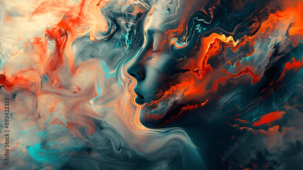 Abstracts of human portraits showing different human emotions and ...