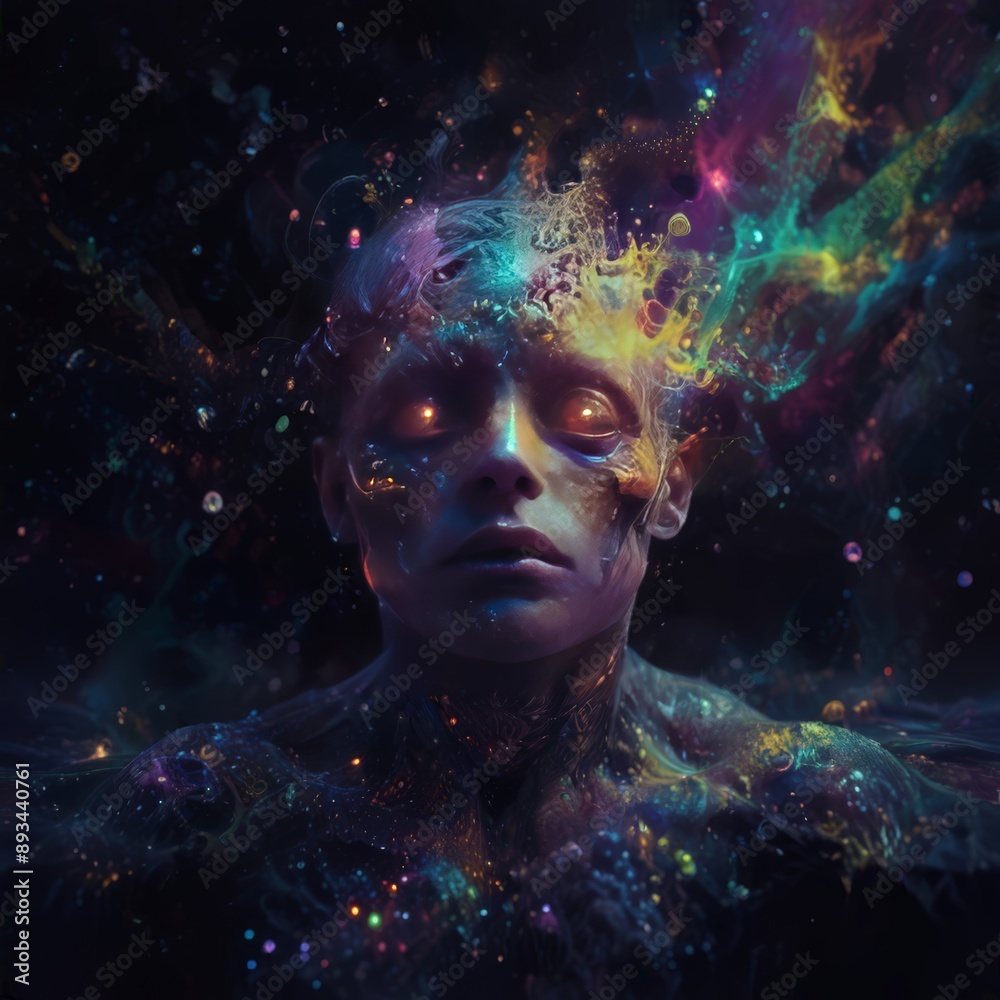 An evocative image of a partly formed human body coming into being from ...