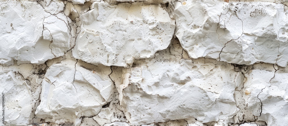 Whitewashed stone wall with white paint creates a textured pattern for ...