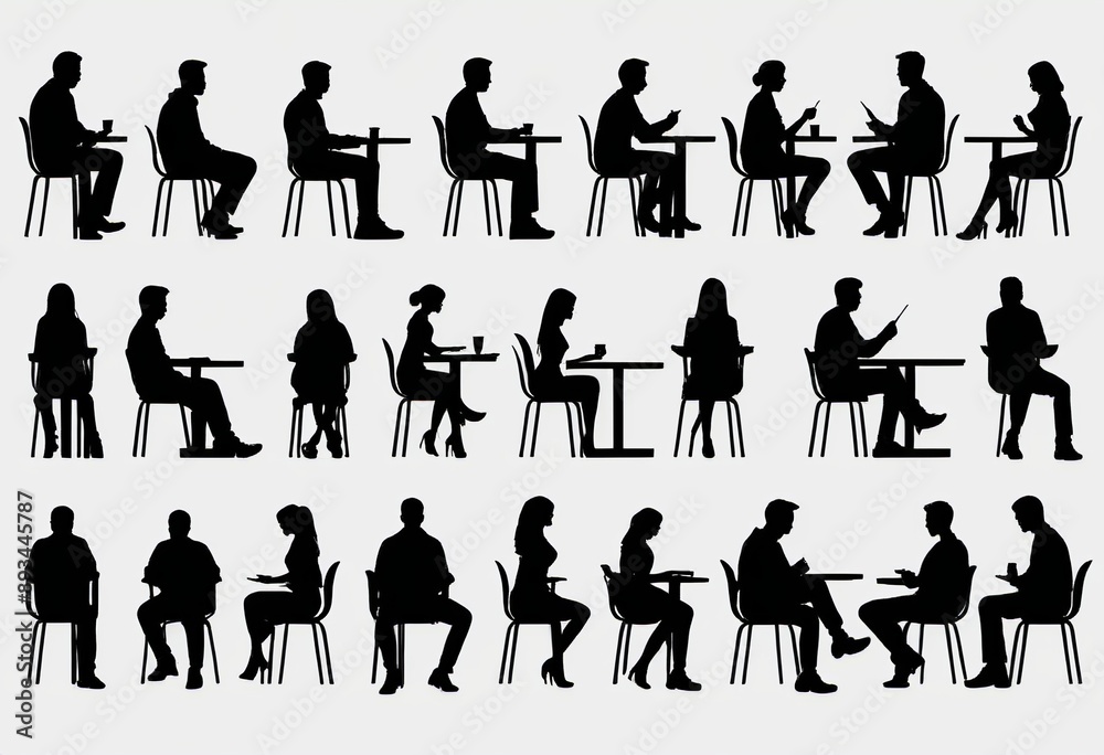 Silhouette Illustration of People Sitting for Meetings Stock ...