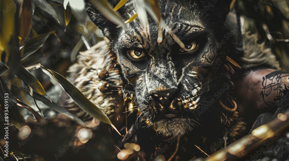 A photograph of a large, muscular humanoid lynx, an eldritch, cursed ...