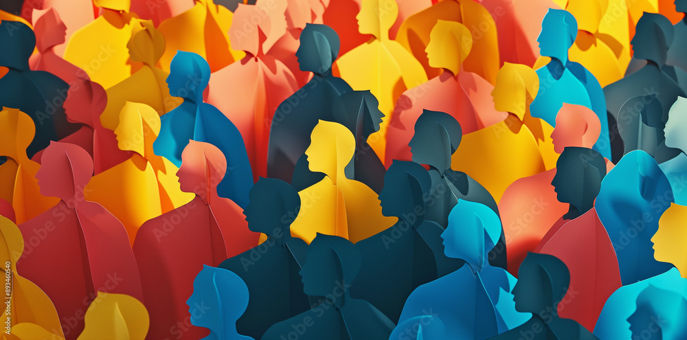 Colorful paper people crowd on background. Human diversity concept ...