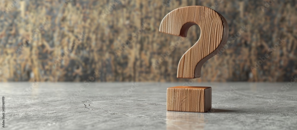 Table with question mark heap for a versatile copy space image ...