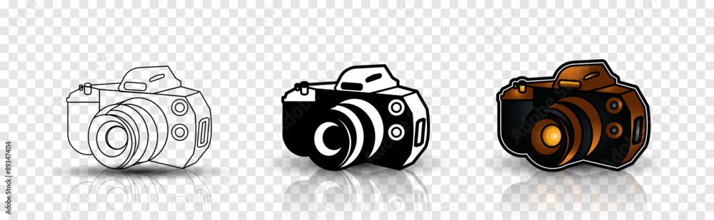 Camera icon set. Linear and filled Icons of photography. transparency ...