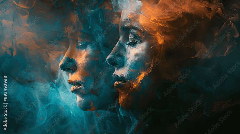 Abstracts of human portraits showing different human emotions and ...