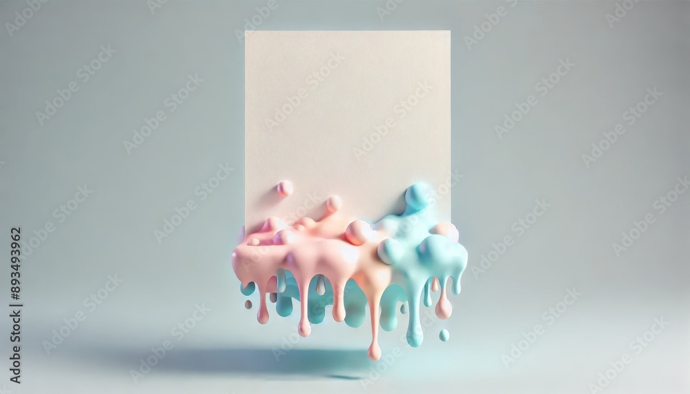 a 3D rendering of a blank A3 paper standing upright and floating in mid ...