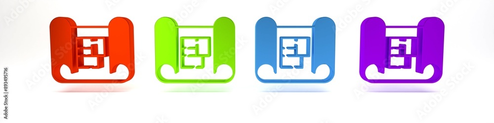 Colorful House plan icon isolated on white background. Minimalism ...