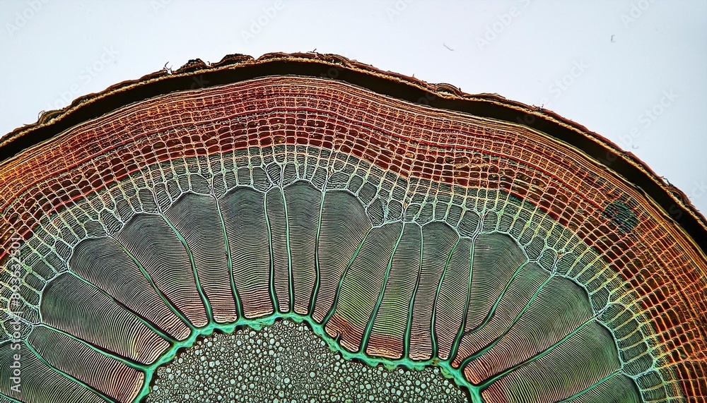 plant stem dahlia stem cross section under the microscope showing ...