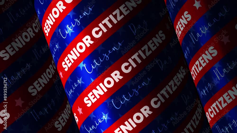 National Senior Citizens Day text 3D tube pattern title loop abstract ...