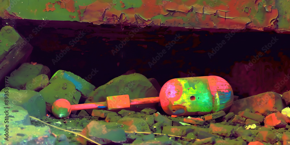 The Smoldering Remains of Innocence: A charred toy lying amidst the ...