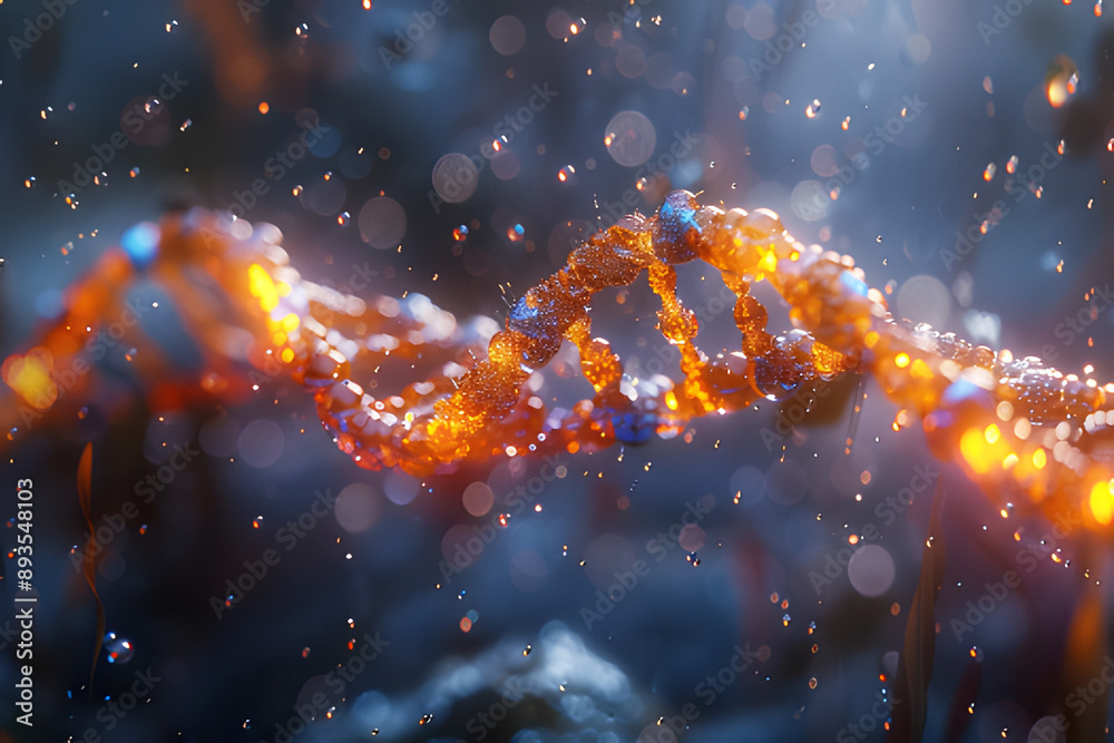 Human DNA system cell structure in medical science graphic style orange ...