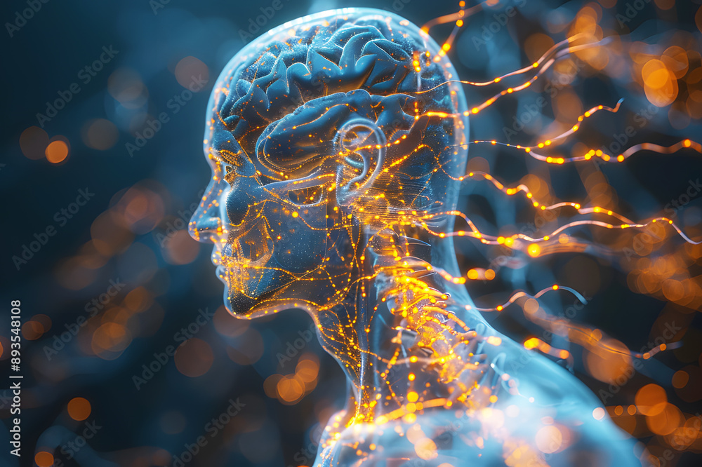 ภาพประกอบสต็อก Human nervous system cell structure in medical science ...