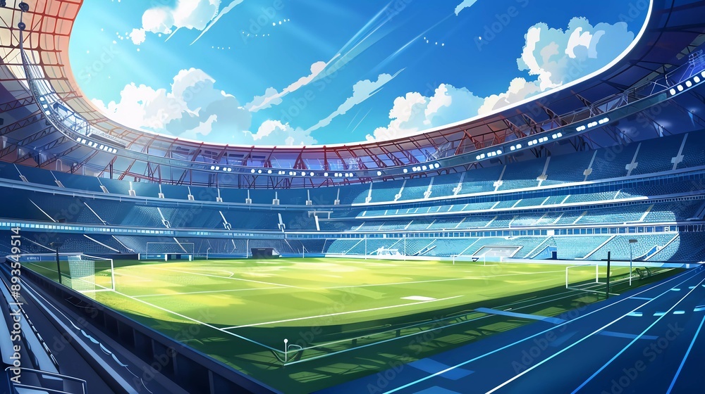 luxury football stadium with anime style for football poster and event ...