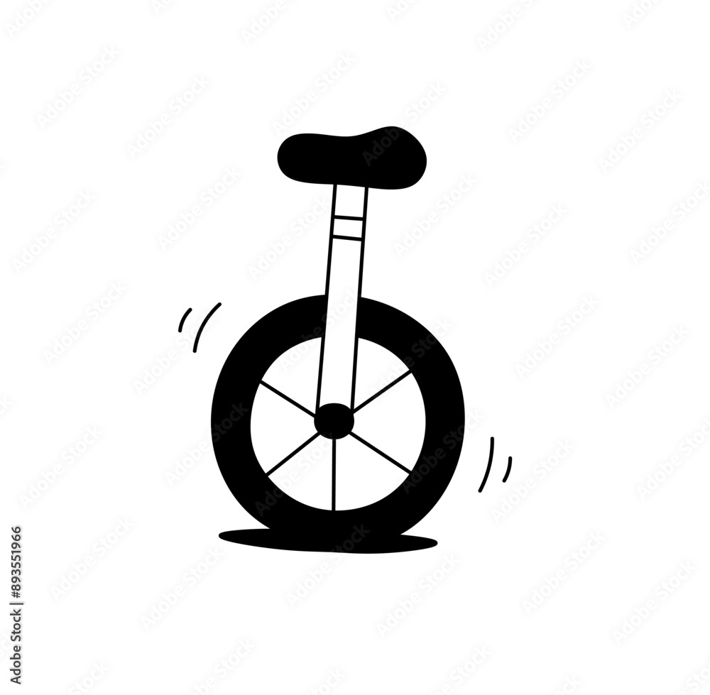 Vector isolated one single simple unicycle one wheel with saddle ...