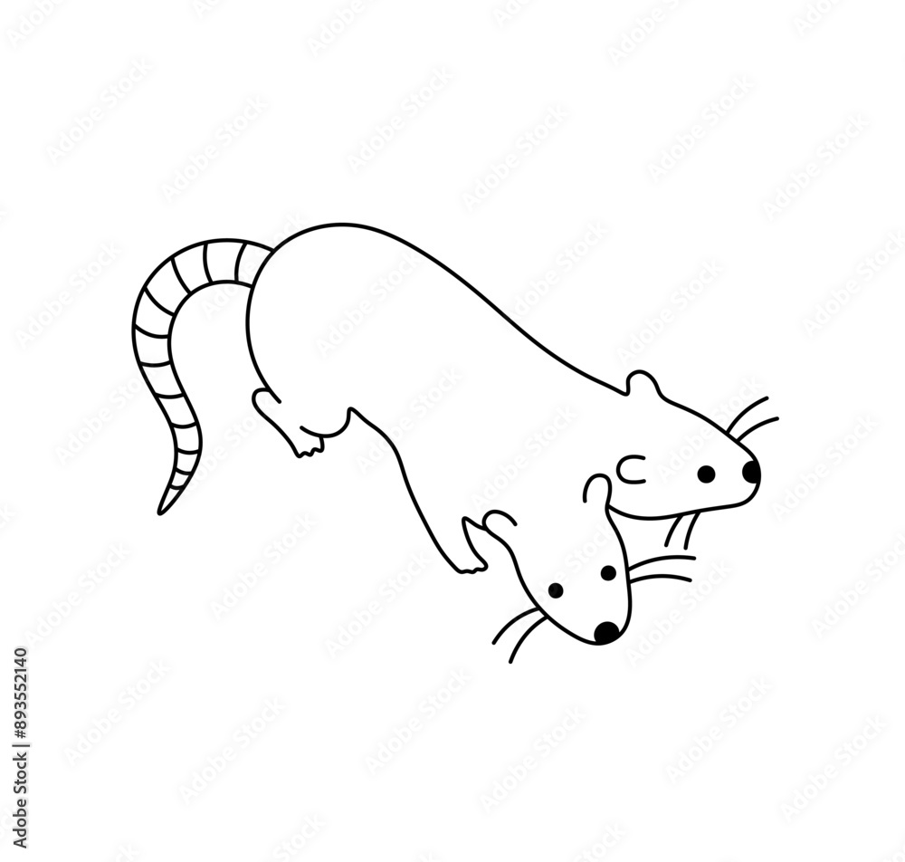 Vector isolated two headed mutant rat mouse tattoo colorless black and ...