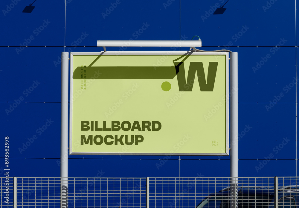 Front View Billboard with Light Mockup Stock Template | Adobe Stock