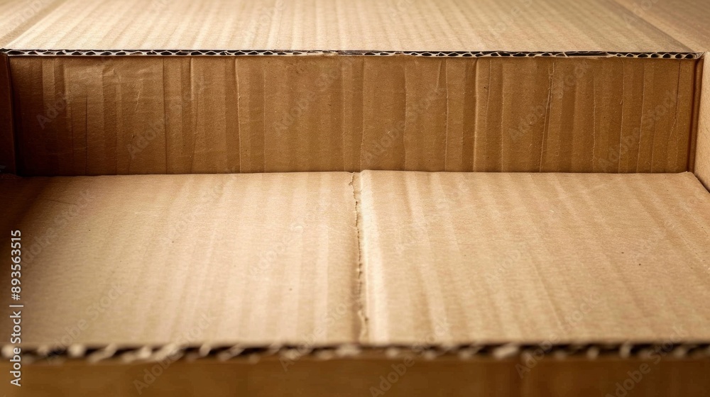 Cardboard boxes open and empty with brown texture shown. Close-up view ...