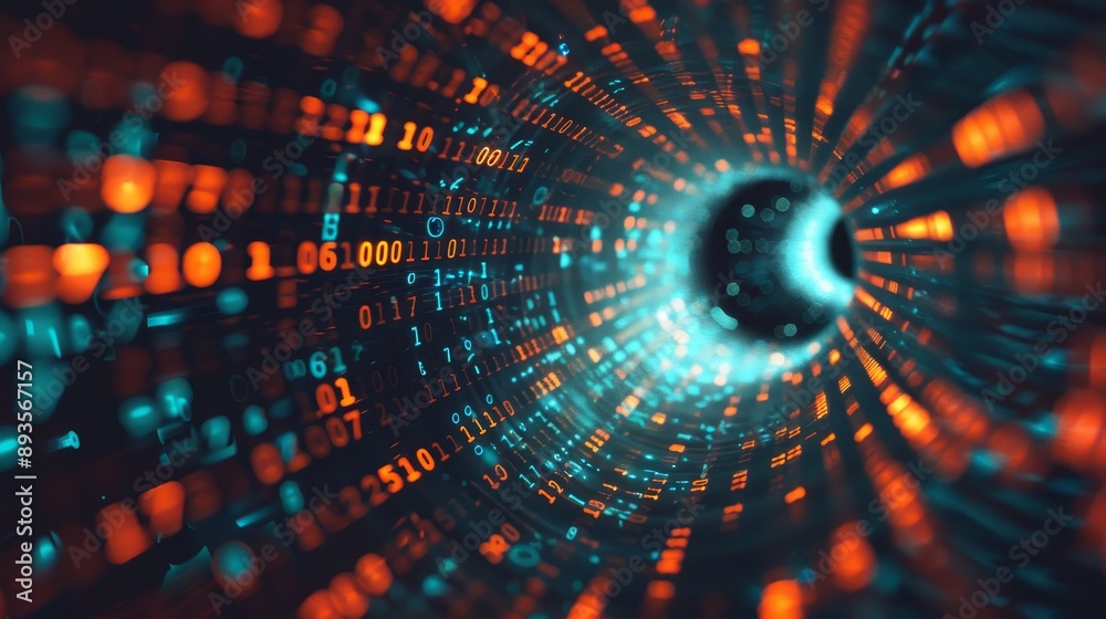 Digital transformation is represented abstractly here with virtual data flows and stock elements ...