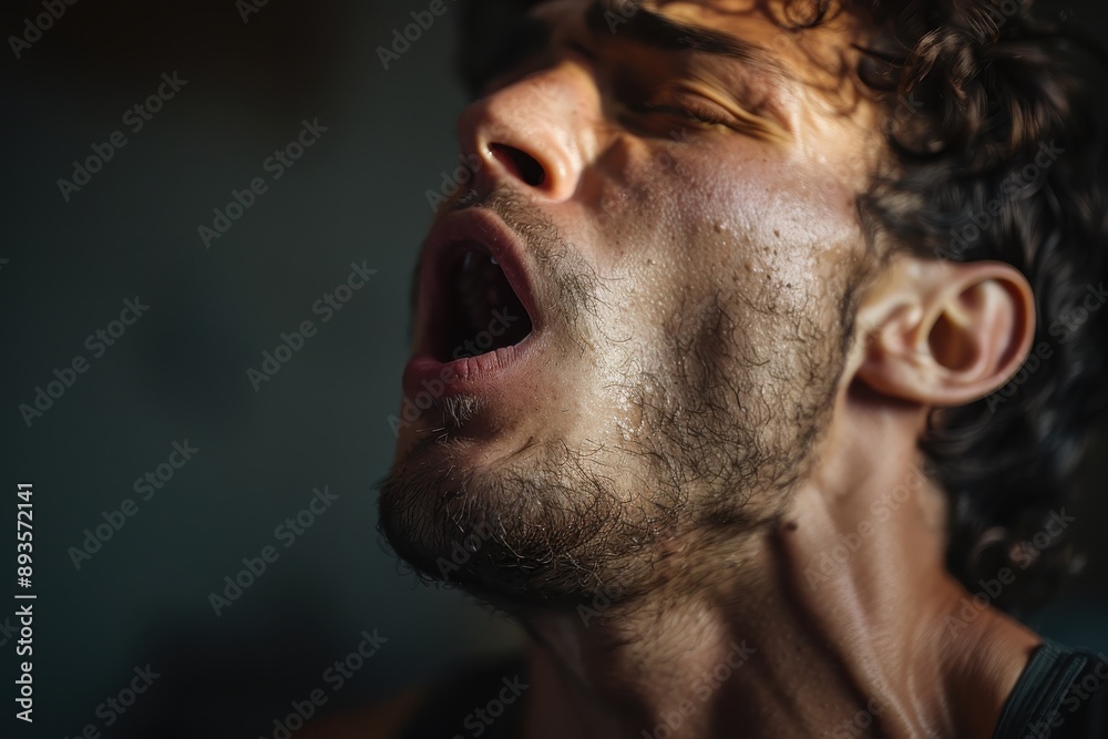 This image showcases the neck and partial ear under intricate lighting ...