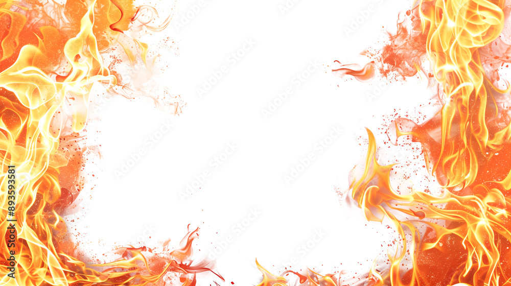 Fire border flame art frame isolated transparent background 16-9, PNG ...