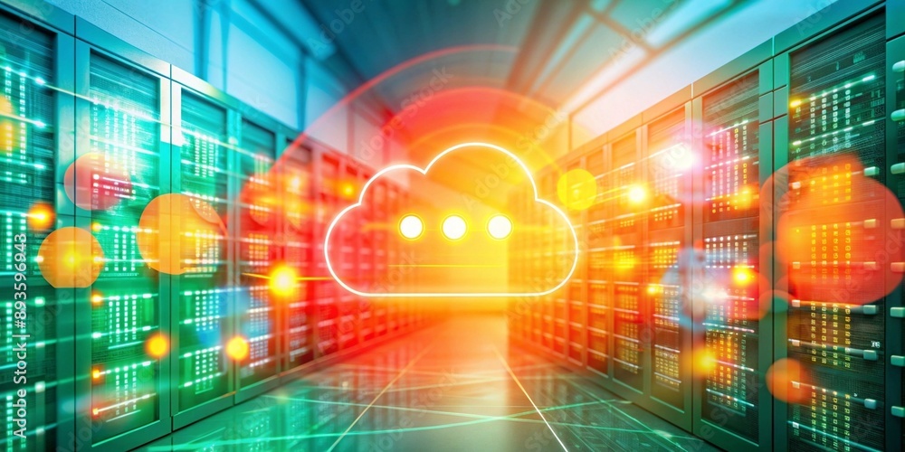Cloud Computing in Modern Data Center. Futuristic visualization of ...