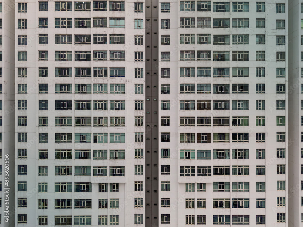 Massive hi rise residential building facades aerial view in vertical ...