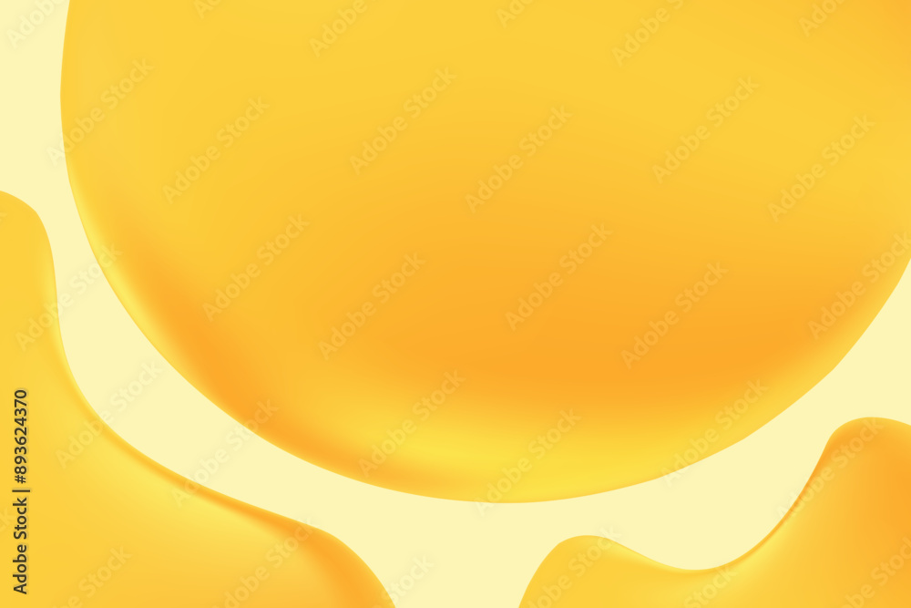 Abstract light yellow, gold holographic liquid blobs, flowing colorful ...