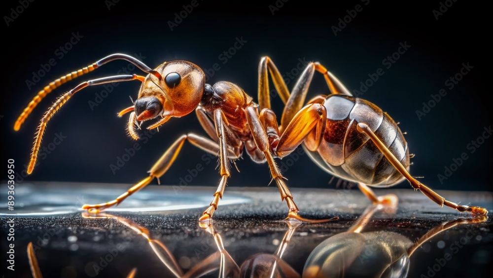 Small, solitary ant standing upright on a transparent background ...