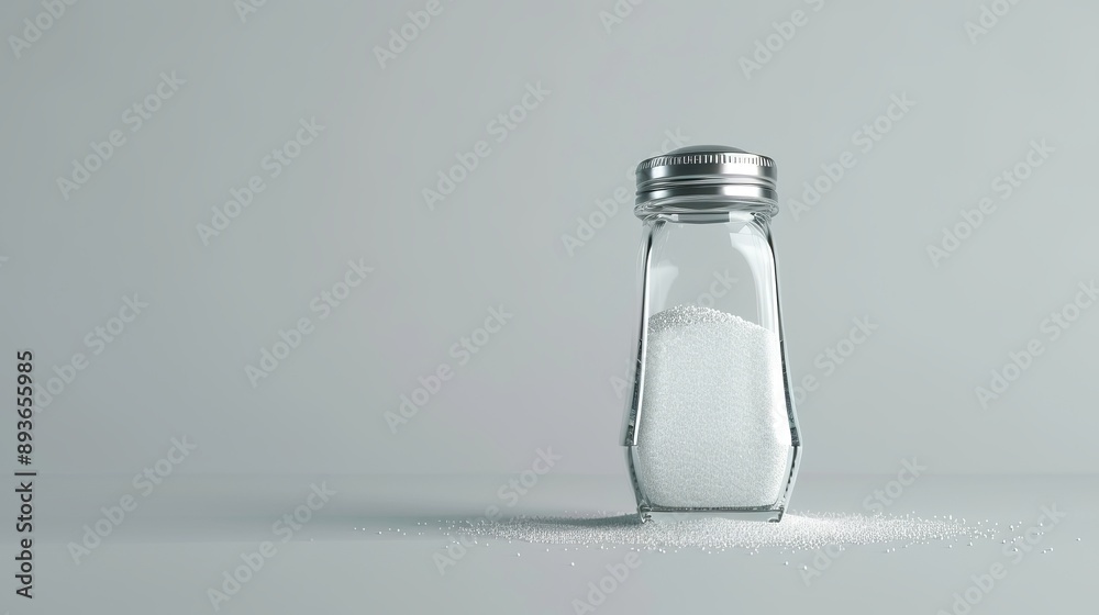 Salt shaker alone on a white background, used as a sodium container for ...