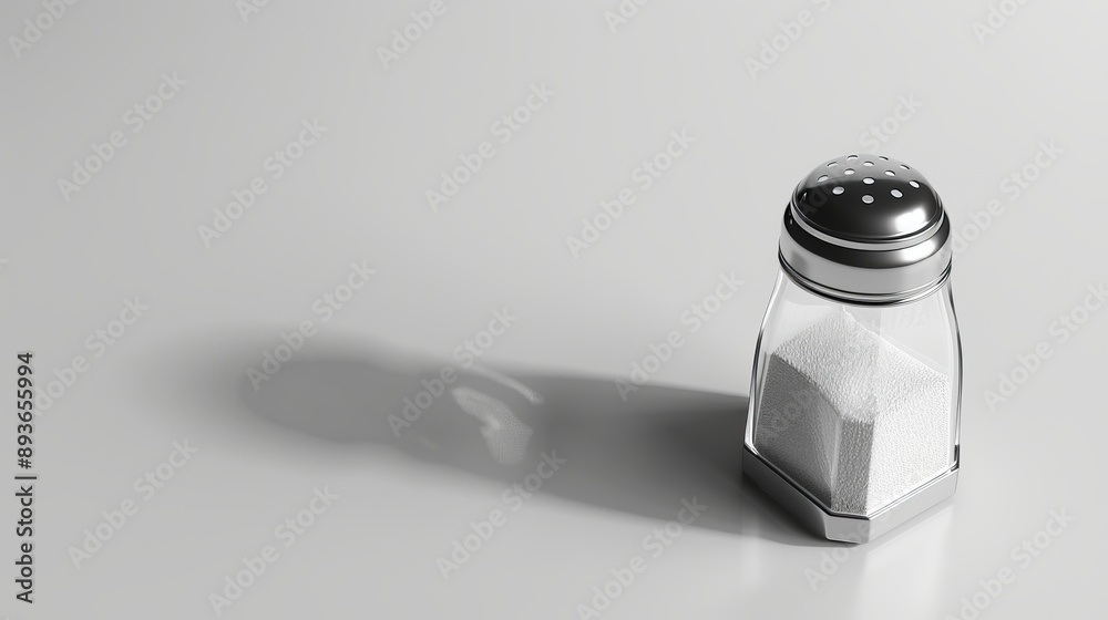 Salt shaker alone on a white background, used as a sodium container for ...