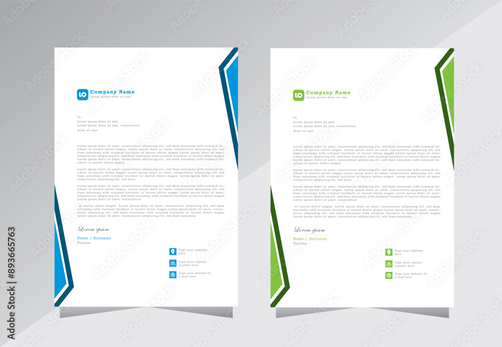 Modern creative clean business letterhead design template with blue and ...