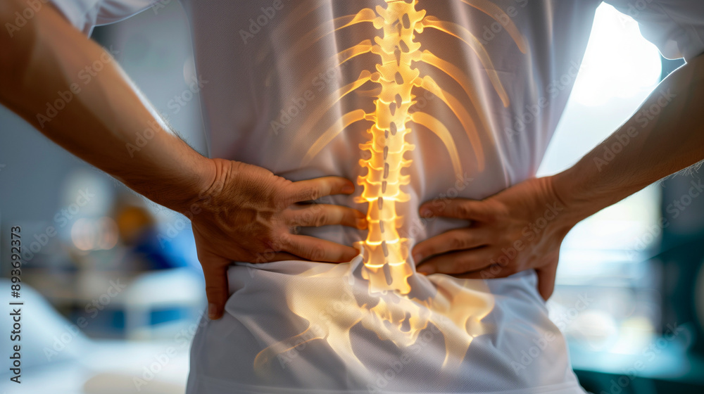 Illustrative Image of Lower Back Pain with Highlighted Spine Anatomy ...