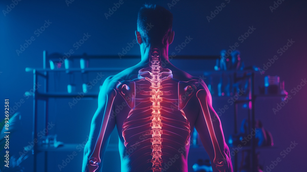 Illustrative Image of Lower Back Pain with Highlighted Spine Anatomy ...